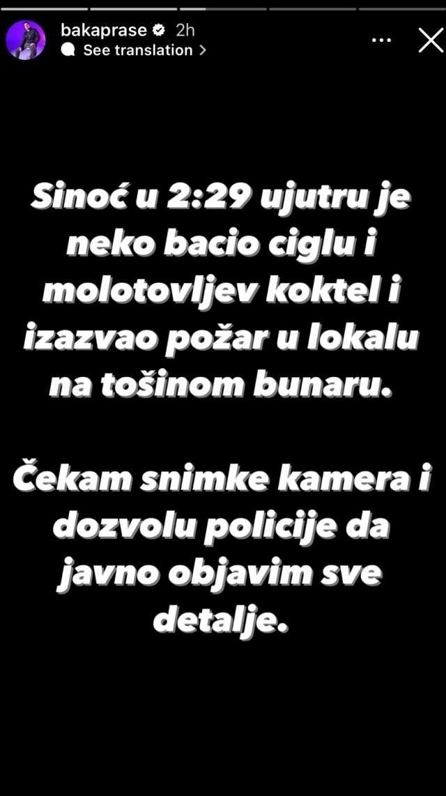 Zapaljen lokal youtubera Bake Praseta, neko mu bacio molotovljev koktel - PressMedia